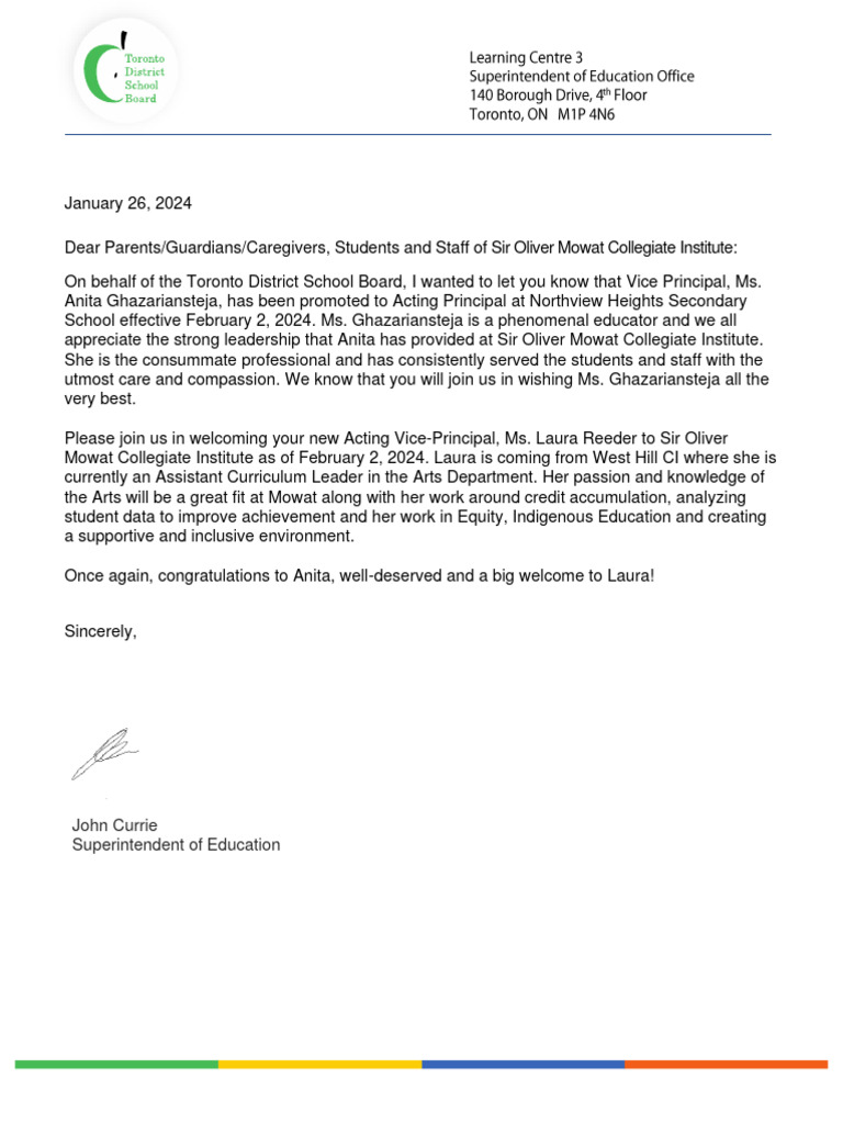 Sir Oliver Mowat Collegiate Institue VP January 2024 | PDF