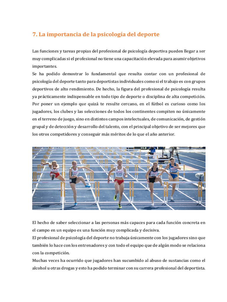 La Importancia de La Psicología Del Deporte | PDF | Las emociones | Estrés (biología)