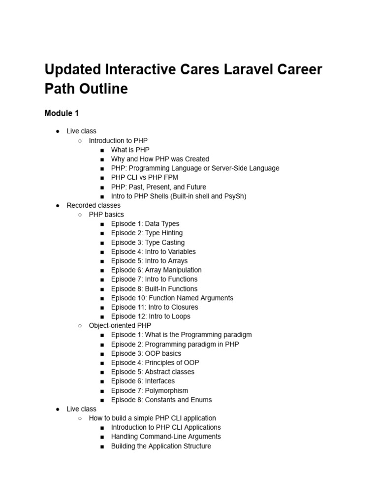 Interactive Cares Laravel Career Path Outline 1 | PDF | Php | Command ... Interactive Cares Laravel Career Path Outline 1 | PDF | Php | Command ...