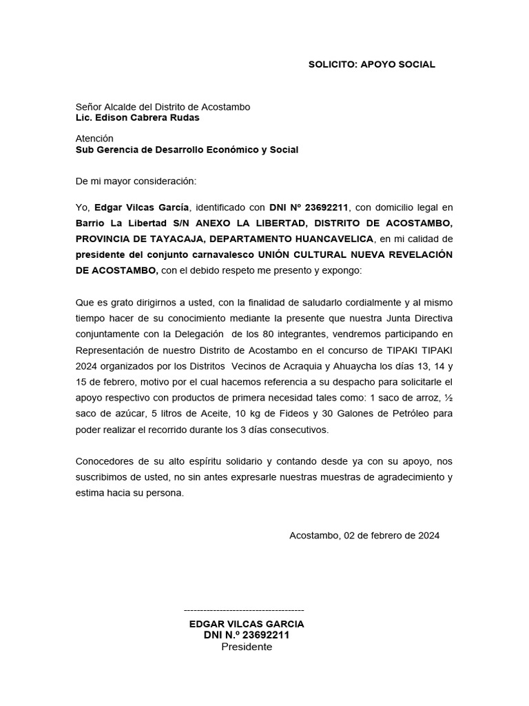 -Modelo-de-Solicitud-Viveres-docx | PDF