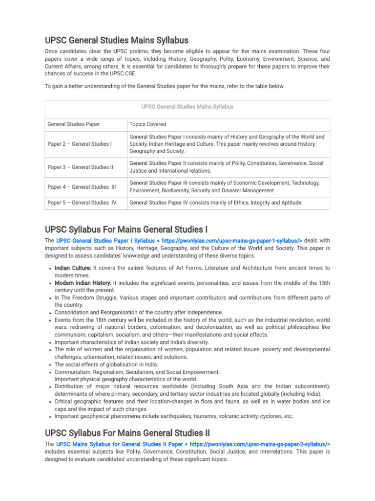 UPSC Syllabus 2024, Download IAS Prelims & Mains Syllabus PDF | PDF ...