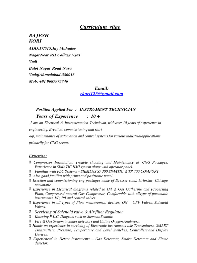Rajesh Resume | Download Free PDF | Instrumentation | Valve