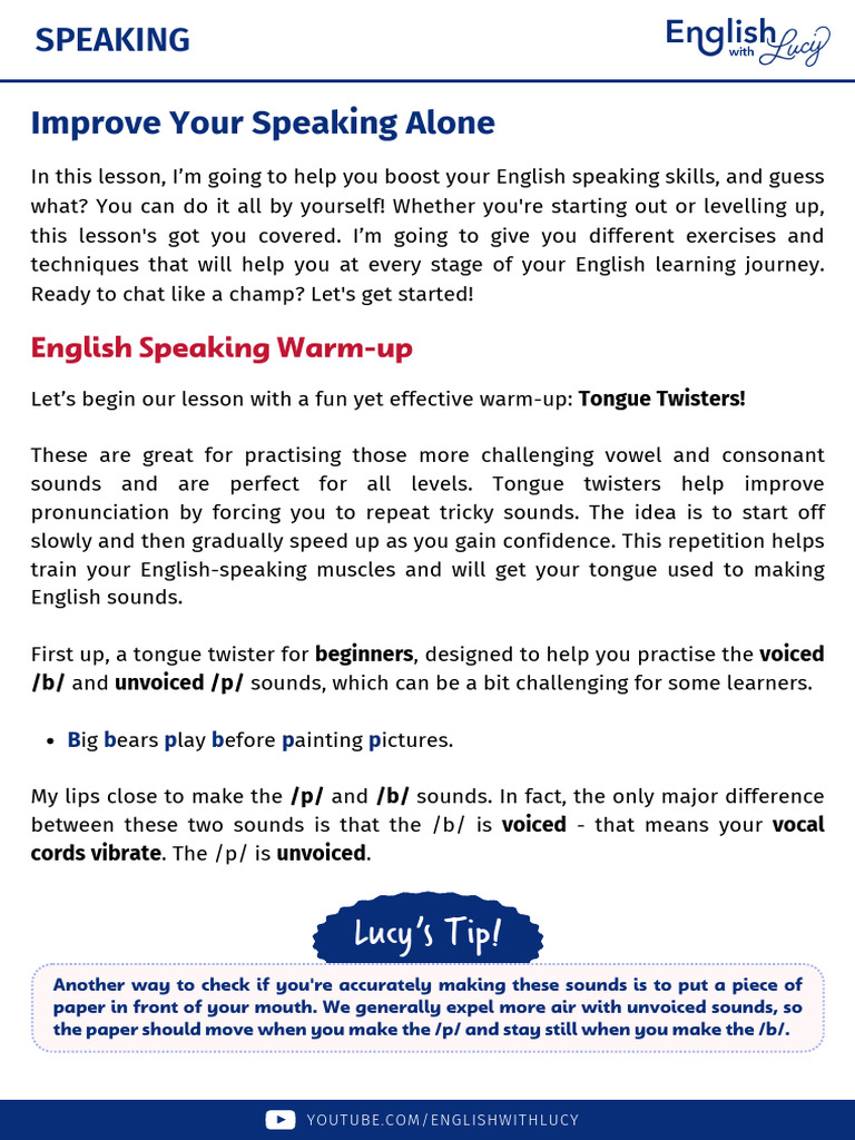 Improve Your English Speaking Skills | PDF | English Language | Fluency