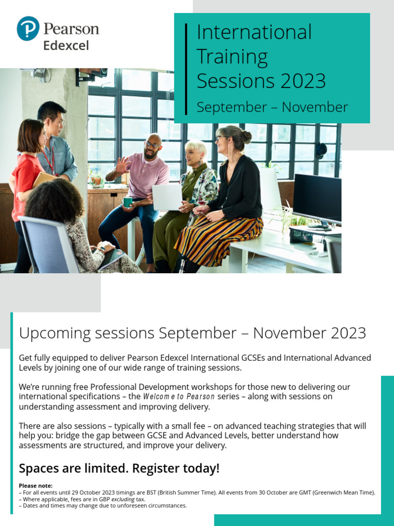 Pearson International Schools Training Flyer Sep - Nov 2023 Final | PDF ...