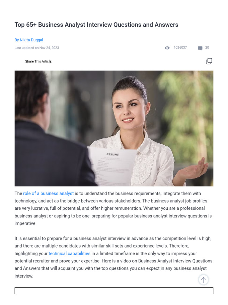 65+ Business Analyst Interview Questions and Answers for 2024 _ Simplilearn | PDF | Agile ...