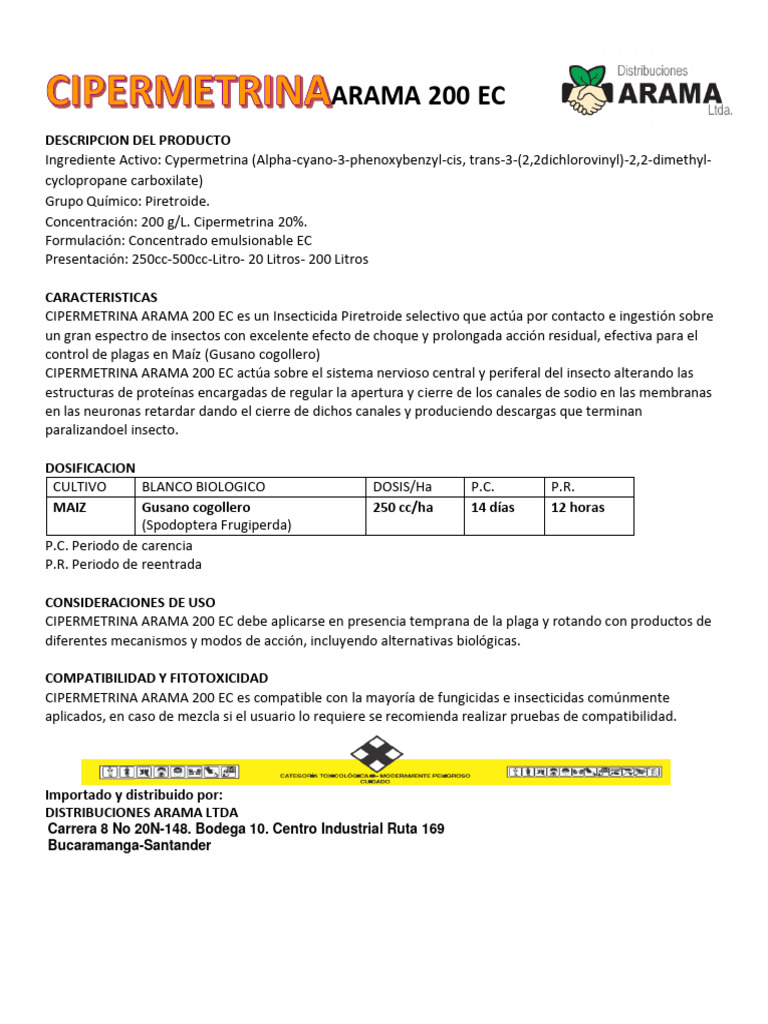FICHA TECNICA CIPERMETRINA ARAMA | PDF