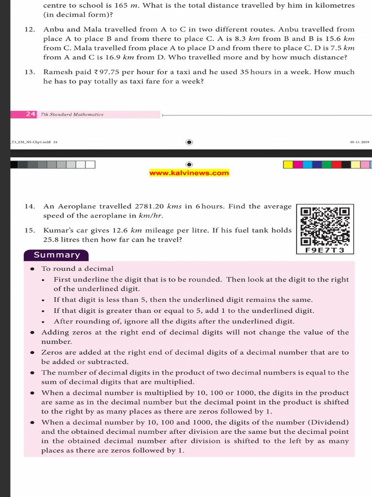 Class 9 Mathematics: Distance and Decimals | PDF | Numbers | Decimal