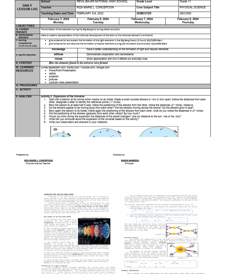 DLL Physical Science w1 | PDF | Universe | Stars
