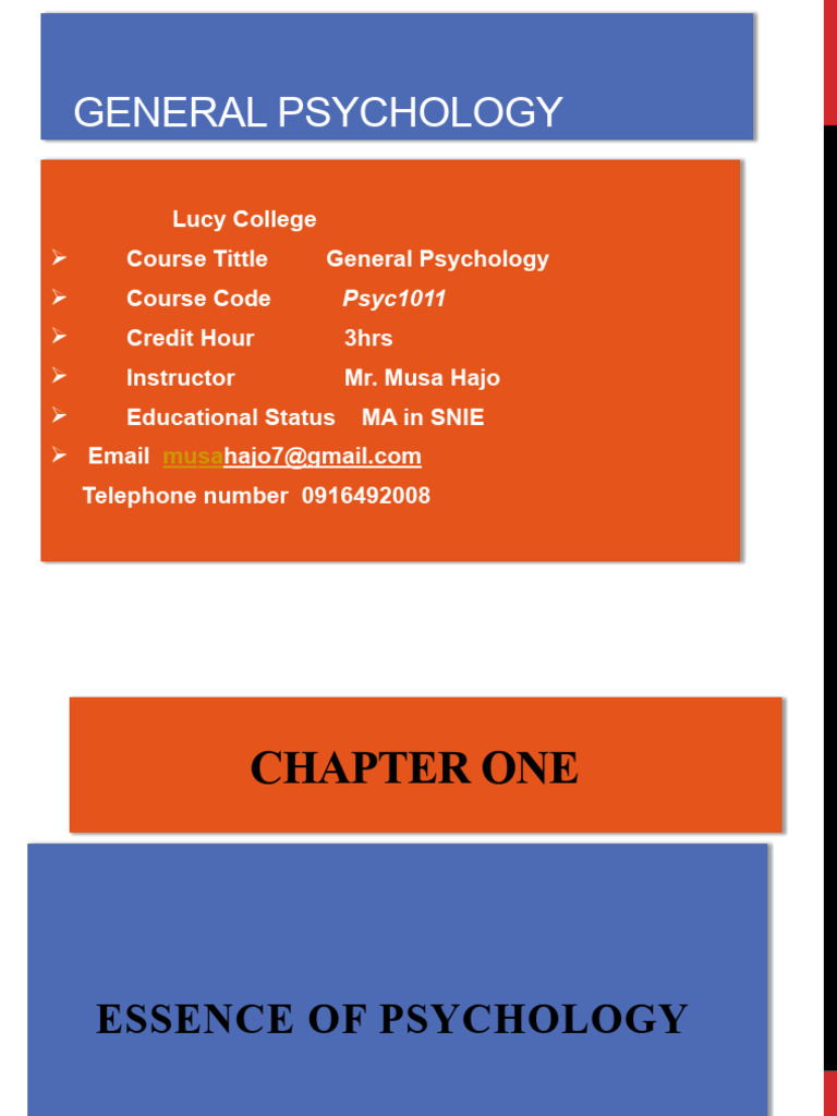 Hand Out of General Psychology | PDF | Psychology | Mind