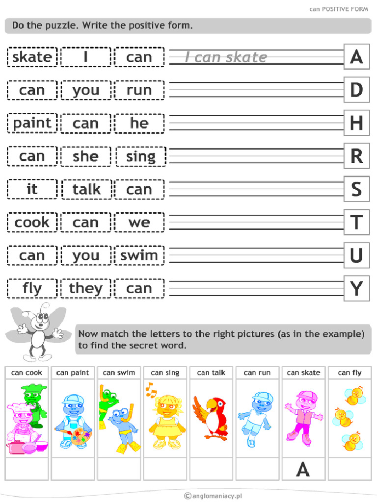 Verbs Can Worksheets 1 | PDF