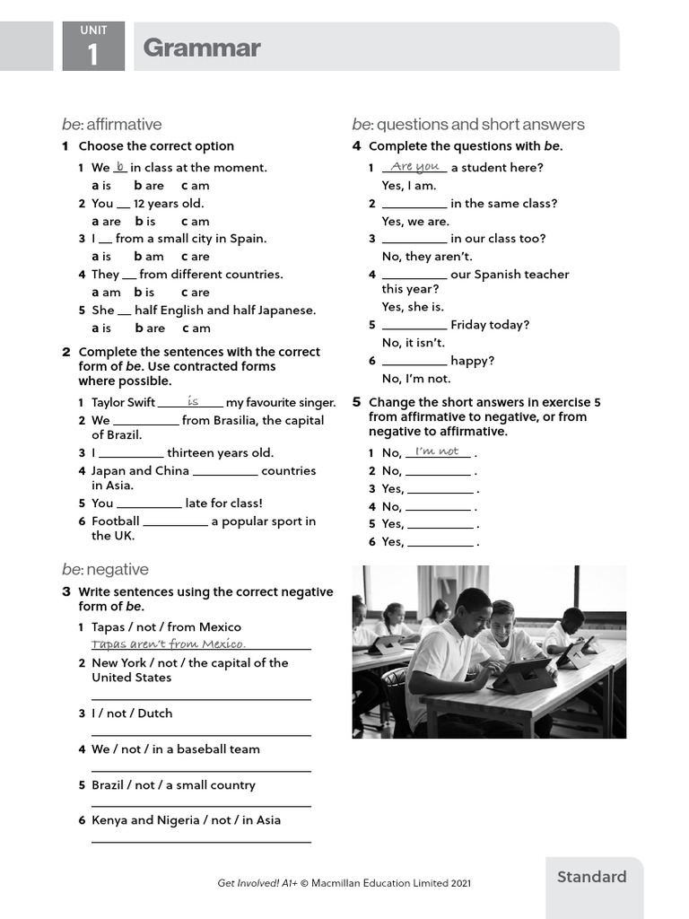GI A1PLUS U1 Grammar Standard | PDF | Linguistics | Human Communication