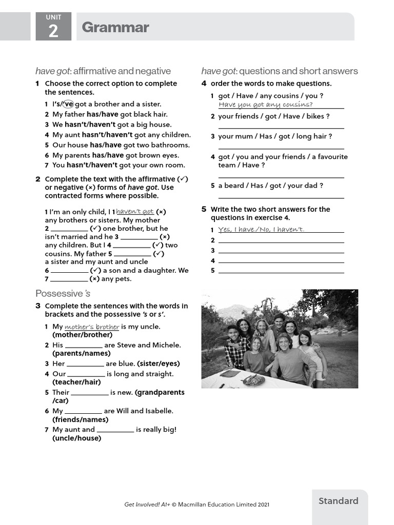 GI A1PLUS U2 Grammar Standard | PDF