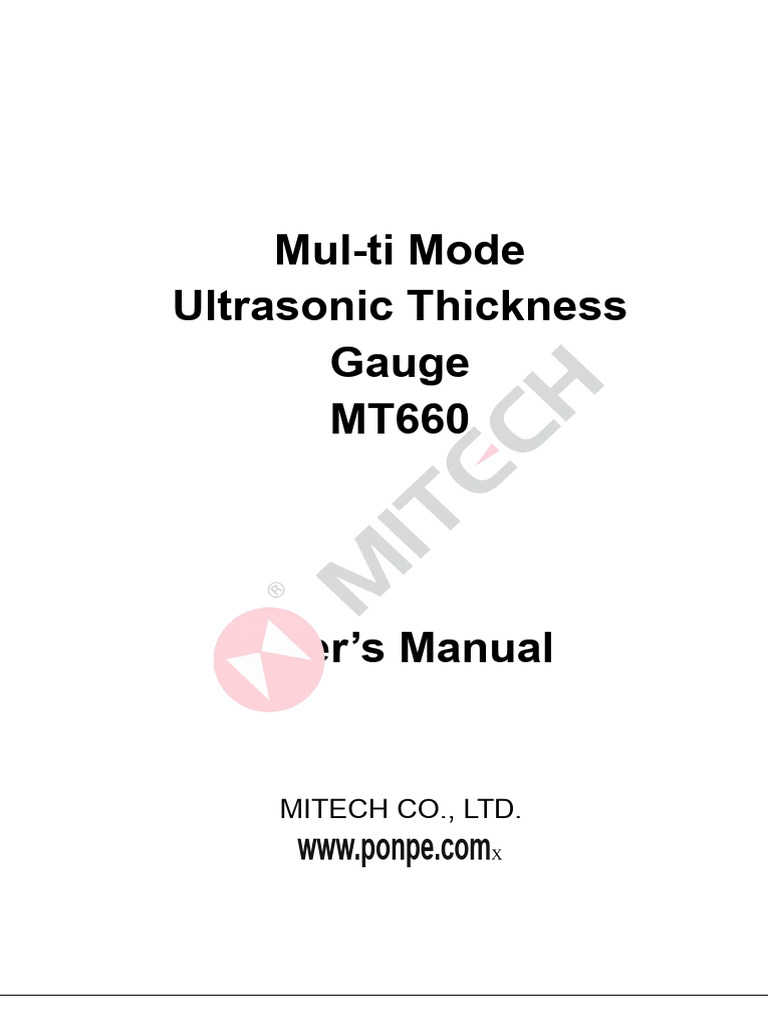 MT660 Eng Manual | PDF | Ultrasound | Calibration