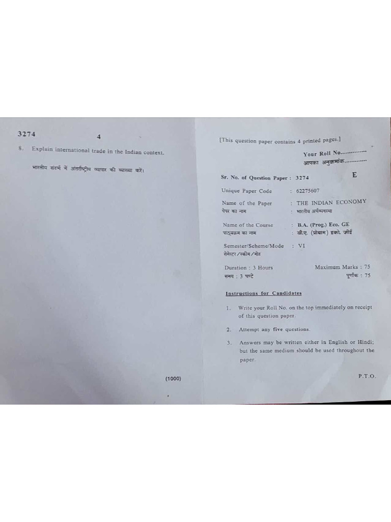 Indian Economy Sem 6 GE | PDF