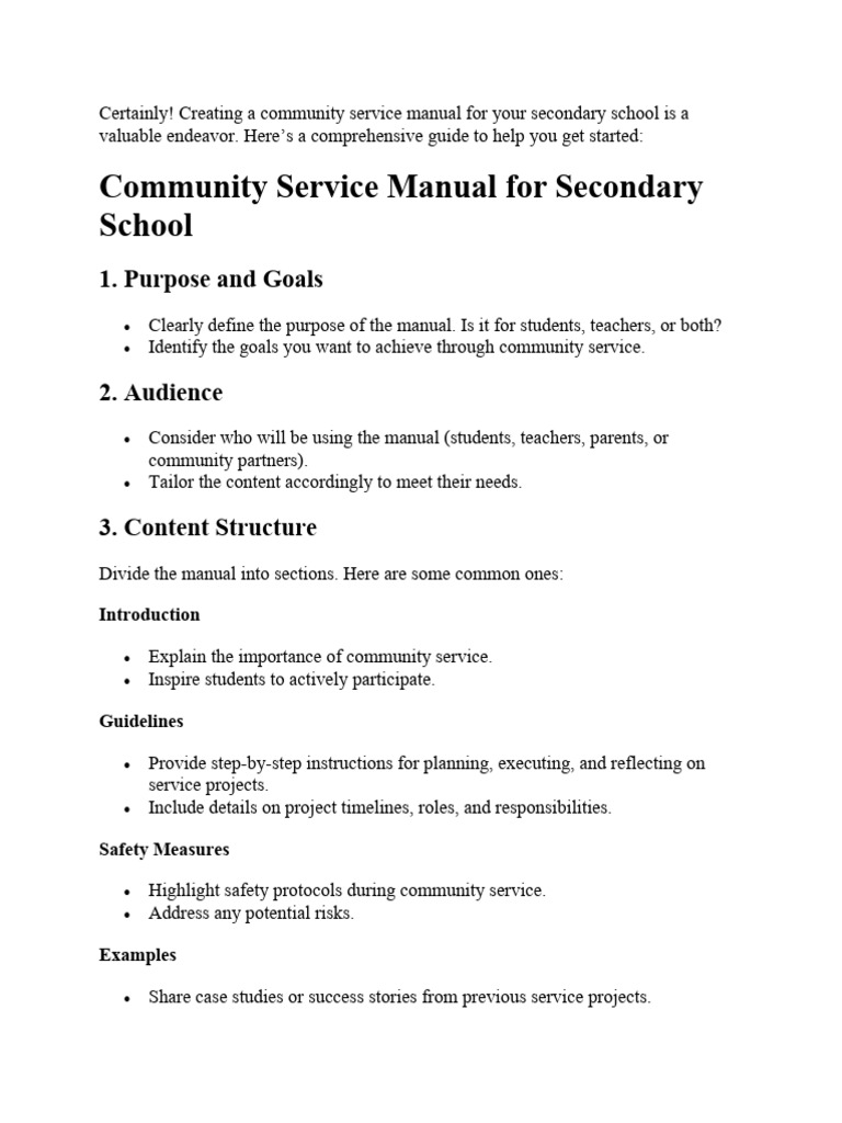Community Service Manual for Schools | PDF | Community | Goal