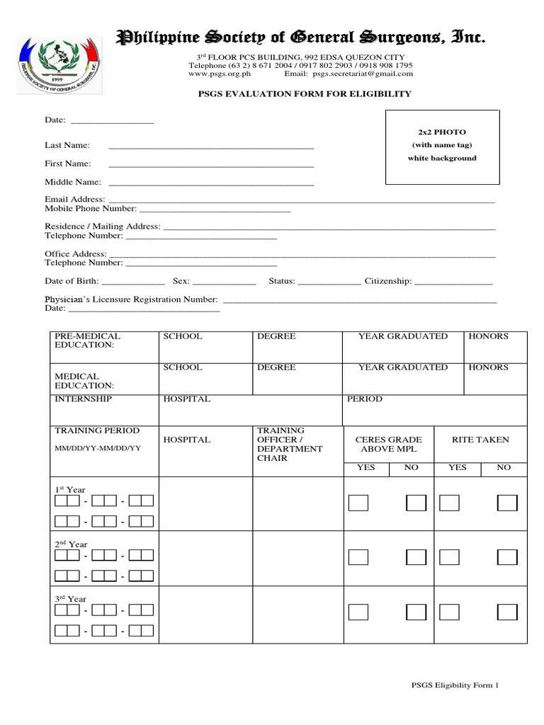 PSGS Eligibility Form 1 - Evaluation Form 2024 | PDF | Medicine ...