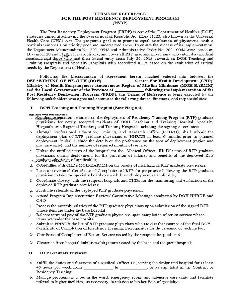 Post Residency Deployment Program Guidelines | PDF | Residency ...