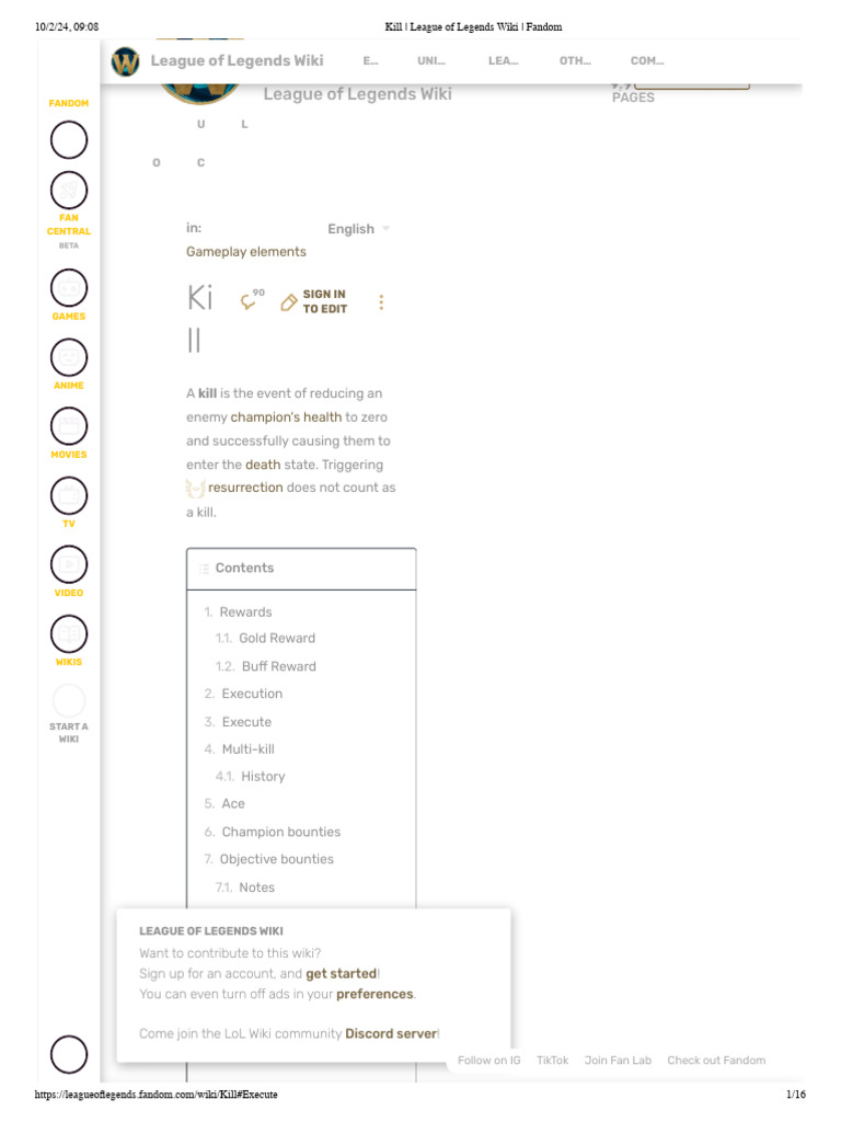 Kill - League of Legends Wiki - Fandom | PDF | Websites | Social ...