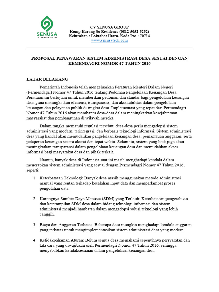 Proposal Sistem Administrasi Desa | PDF