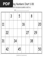 Colorful Number Chart 1-50 | PDF
