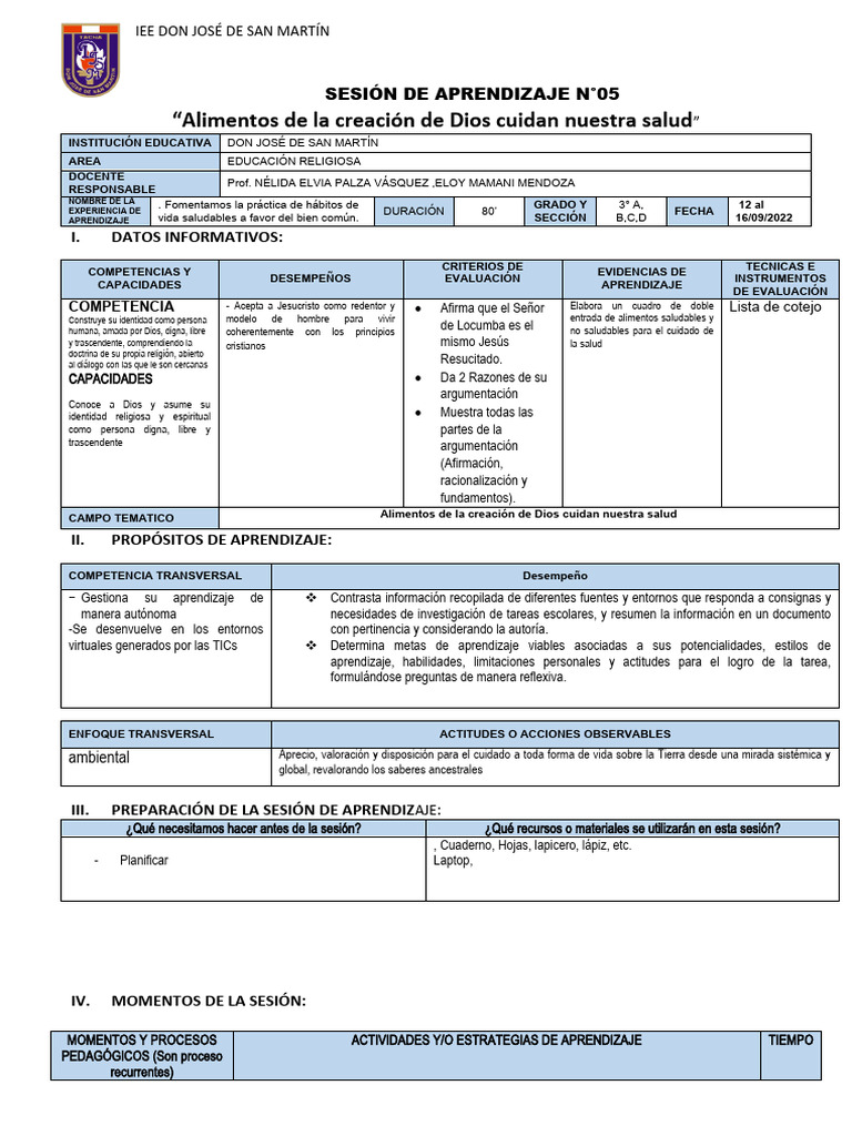 3° Sesion Aprendizaje | PDF | Aprendizaje | Maestros