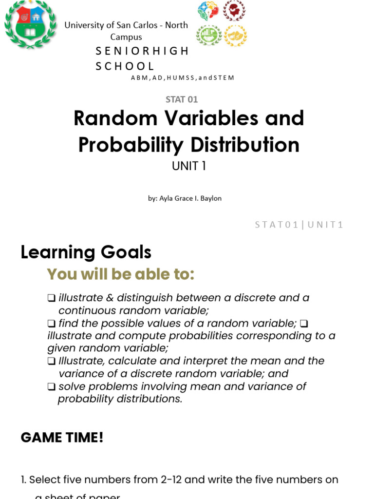 RANDOM VARIABLES and Levels of Measurement (v2024) | PDF | Probability ...
