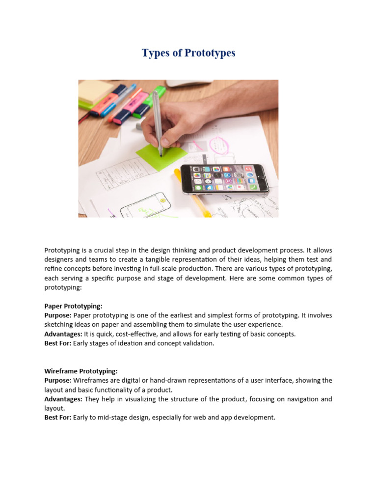Types of Prototypes in Design Thinking | PDF | Prototype | 3 D Printing