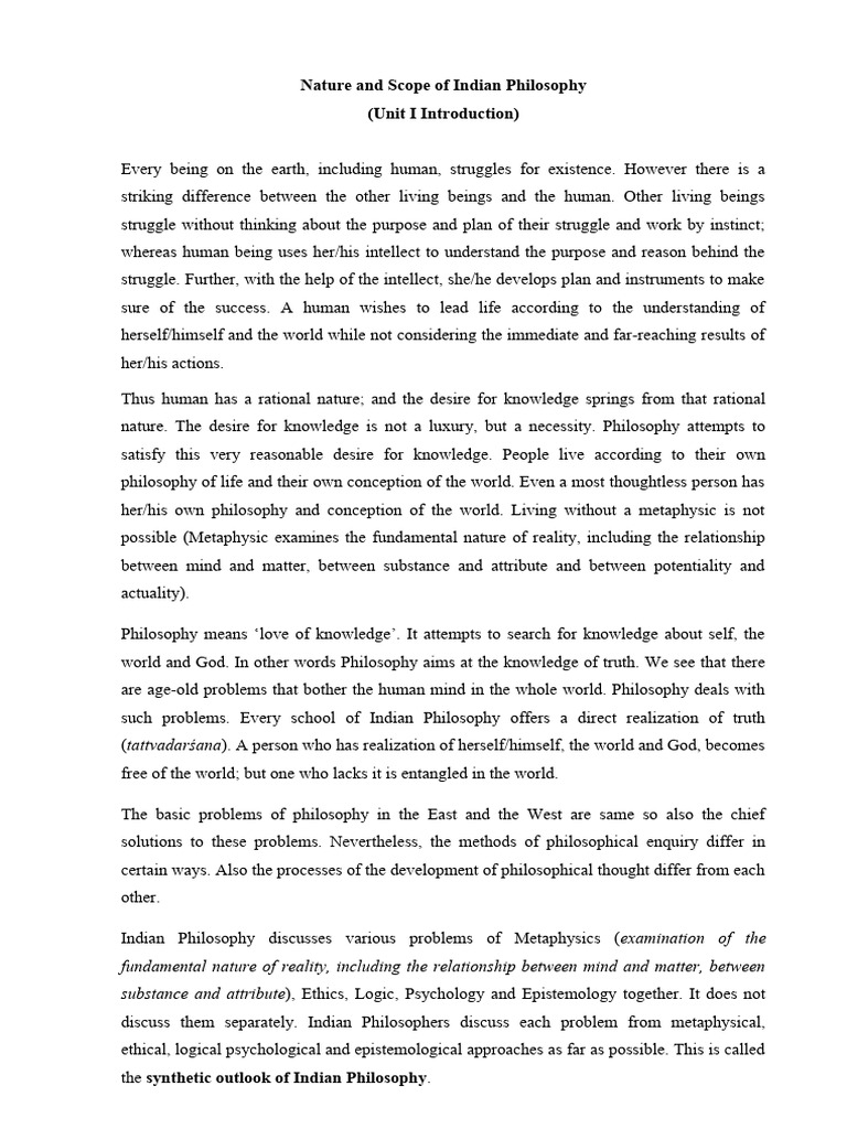 Scope of Indian Philosophy | PDF | Metaphysics | Knowledge