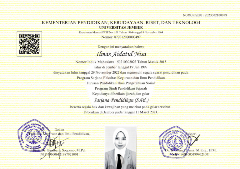Ilmas Aidatul Nisa - Ijazah s1 | PDF