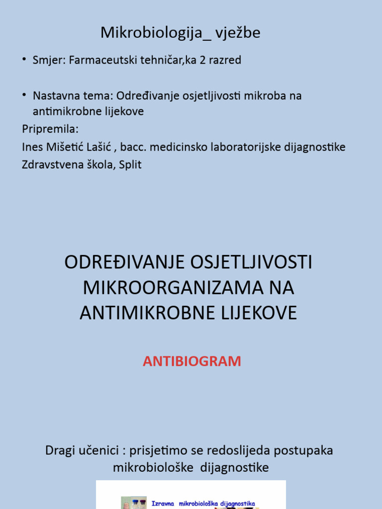 FT Mikrobiologija Određivanje Osjetljivosti Mikroba Na ...