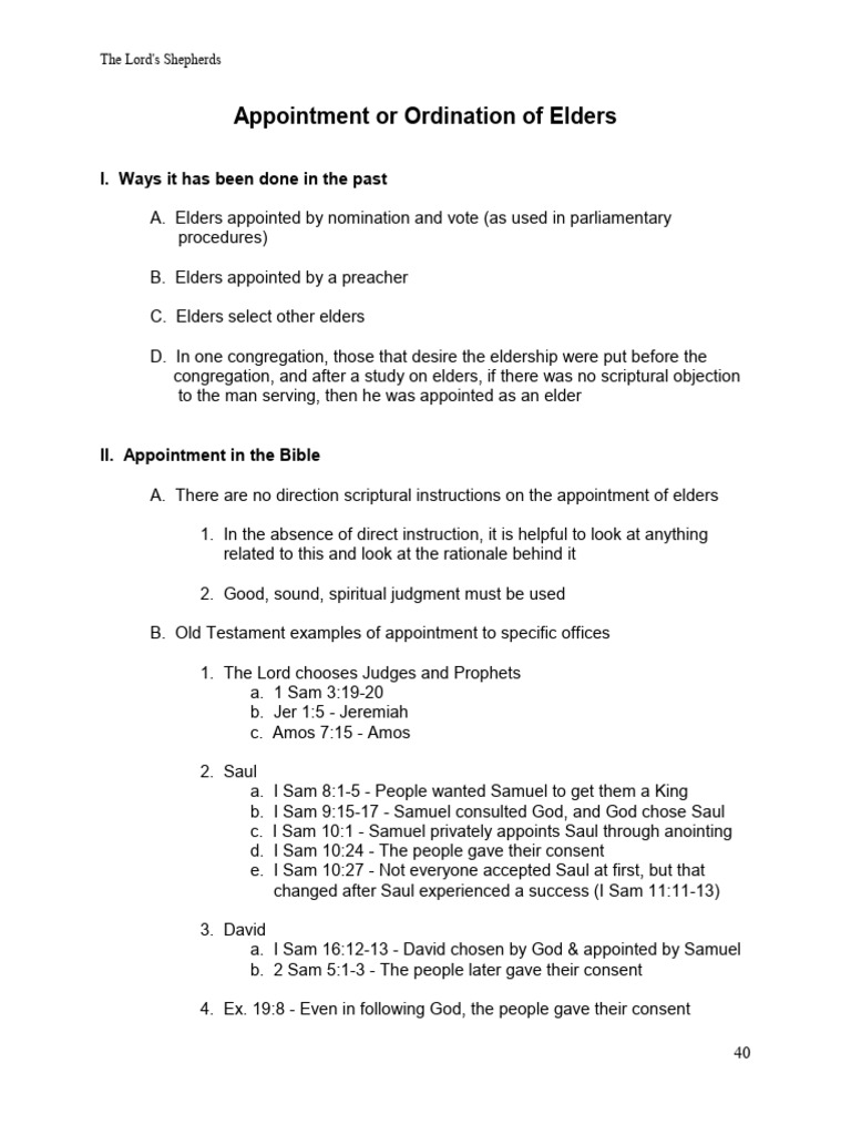 Appointment and Ordination of Elders | PDF | Elder (Christianity) | Samuel