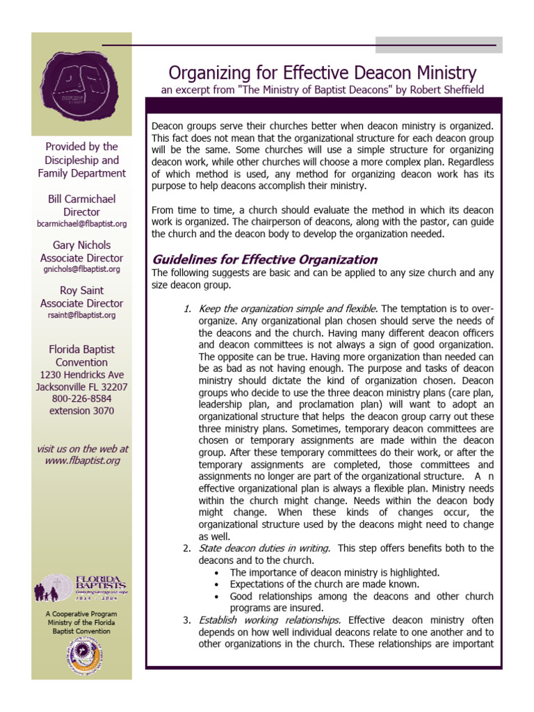 Deacon Ministry Organization | PDF
