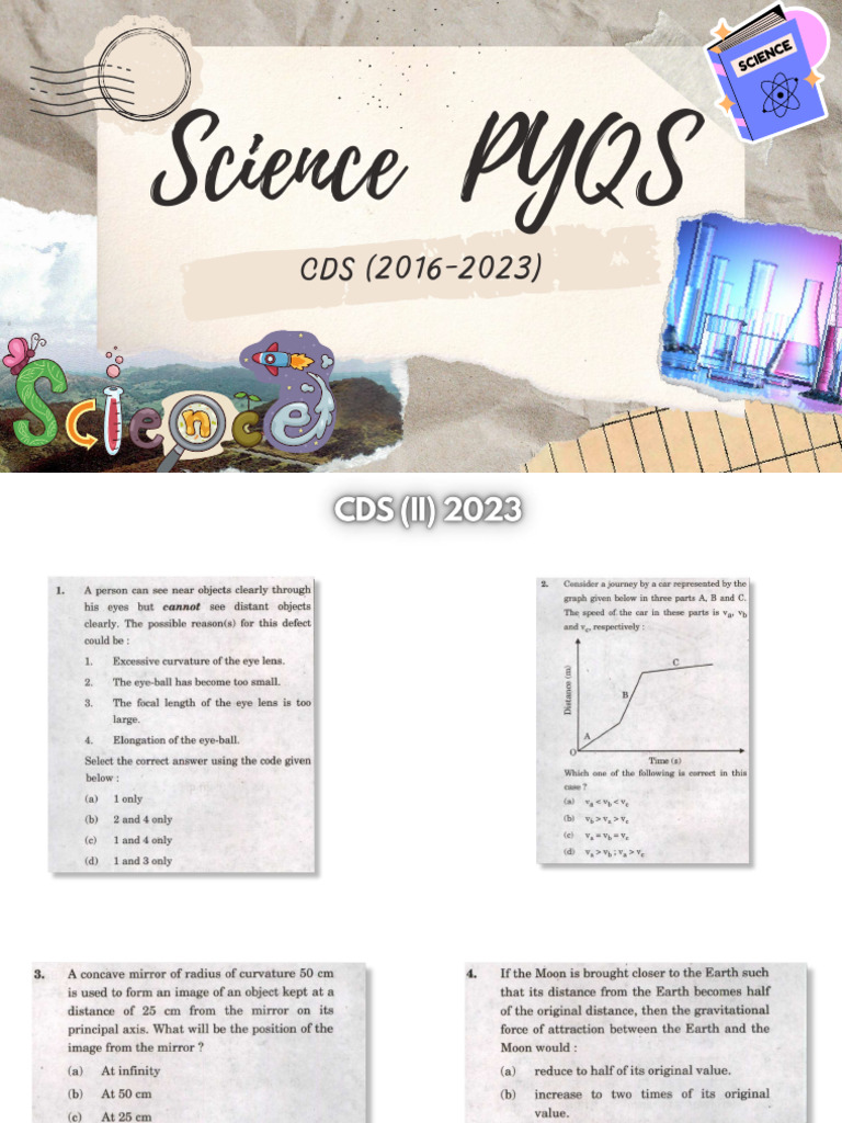 Science CDS PYQS (2016-2023) | PDF | Science & Mathematics