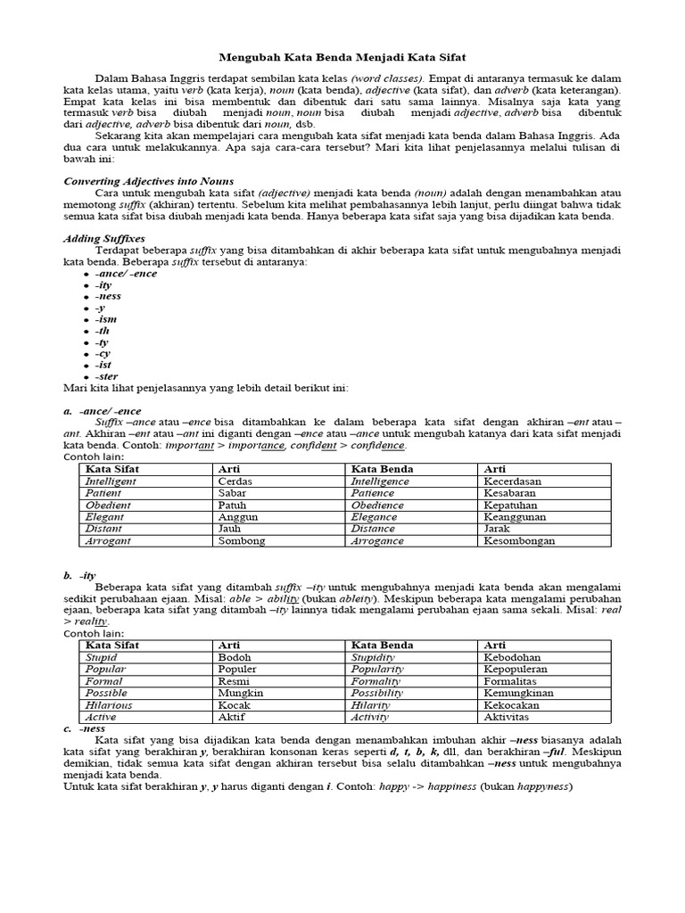 Derivative of Noun To Verb Adjective Adverb For Student | PDF | Seni ...