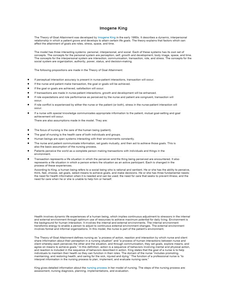 Imogene King | PDF | Nursing | Goal