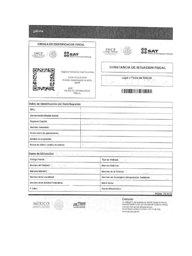 Ejemplo Cédula de Identificación Fiscal | PDF