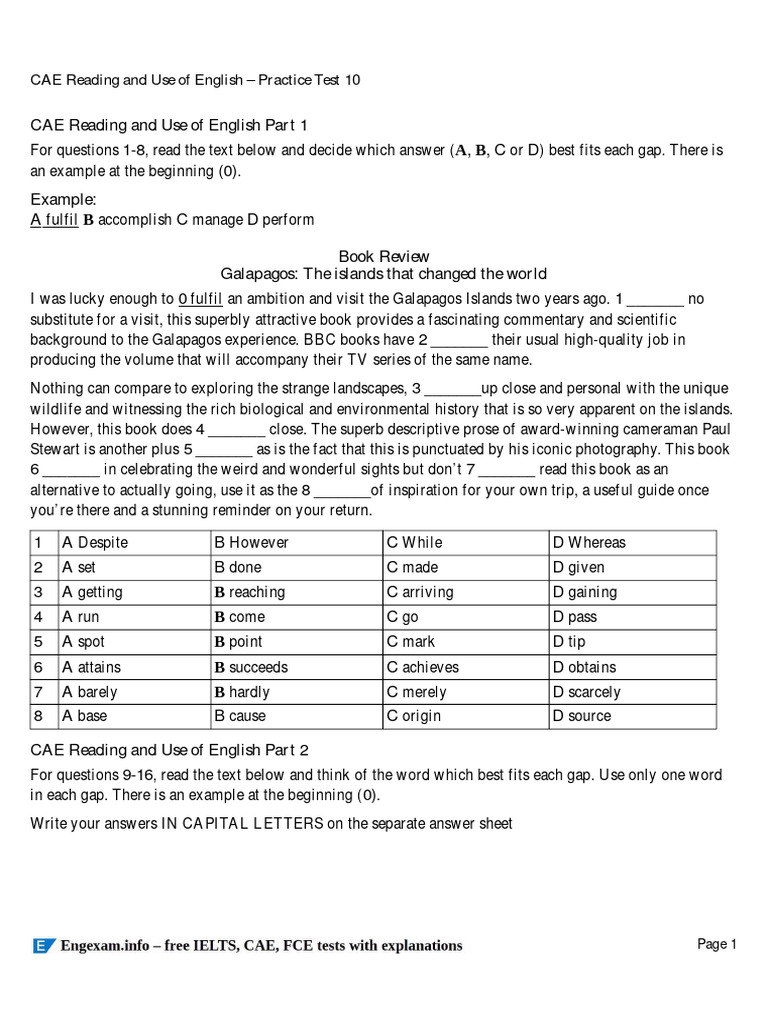 CAE Reading and Use of English Practice Test 10 Printable-Các Trang Đã ...