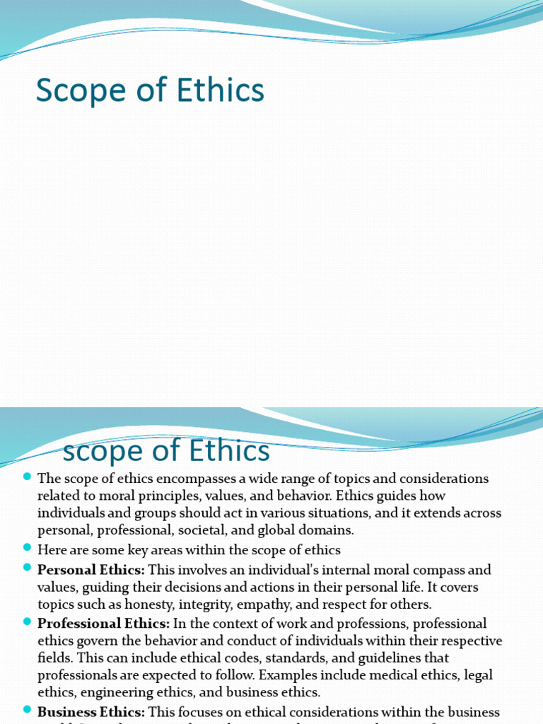 Scope of Ethics | PDF | Morality | Sustainability