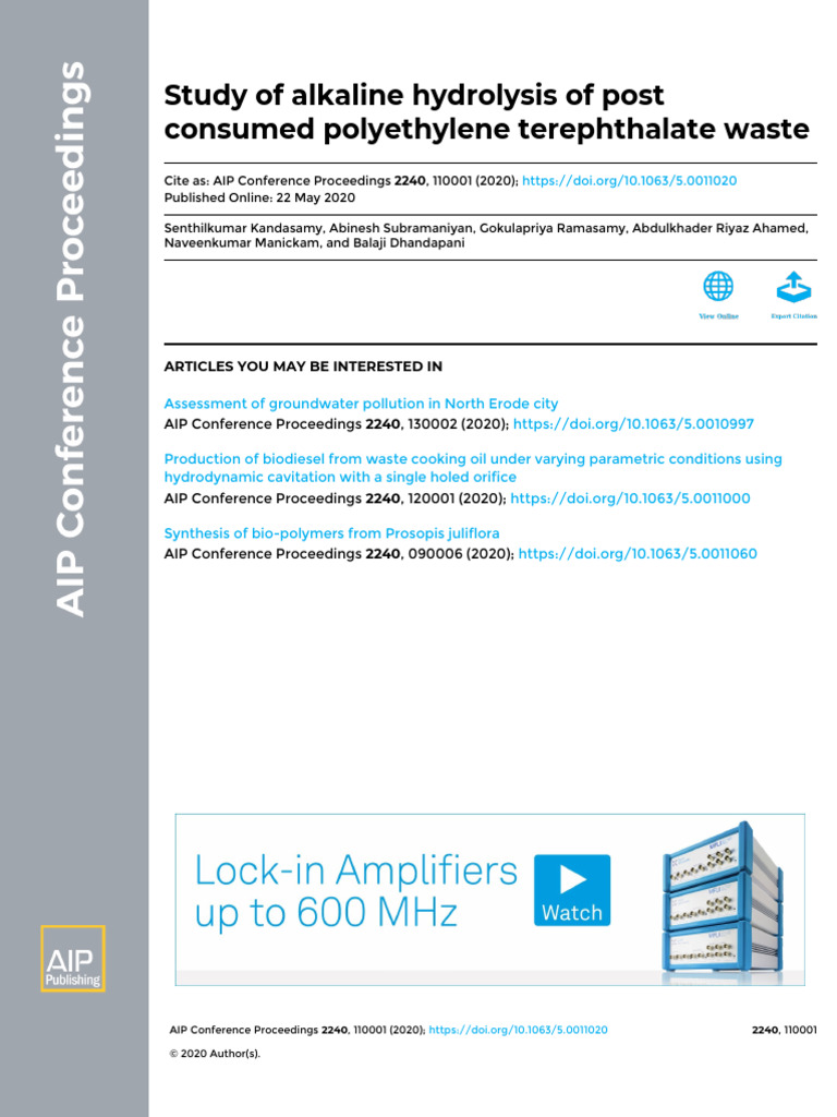 Study of Alkaline Hydrolysis of Post | PDF | Sodium Hydroxide | Plastic