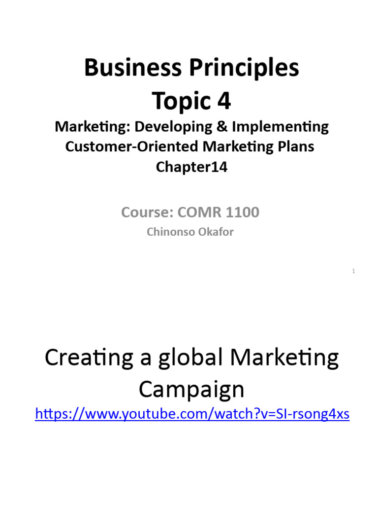 Topic 4 Marketing Developing And Implementing Customer Oriented