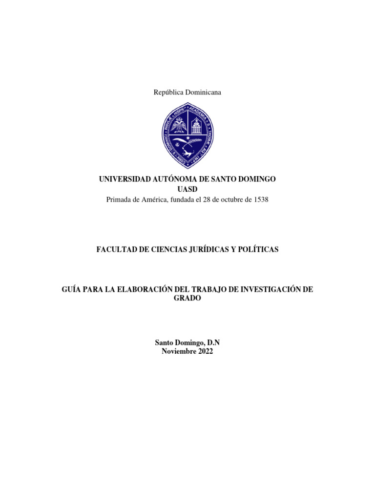Guía para Tesis de Grado UASD | PDF | Conocimiento | Hipótesis