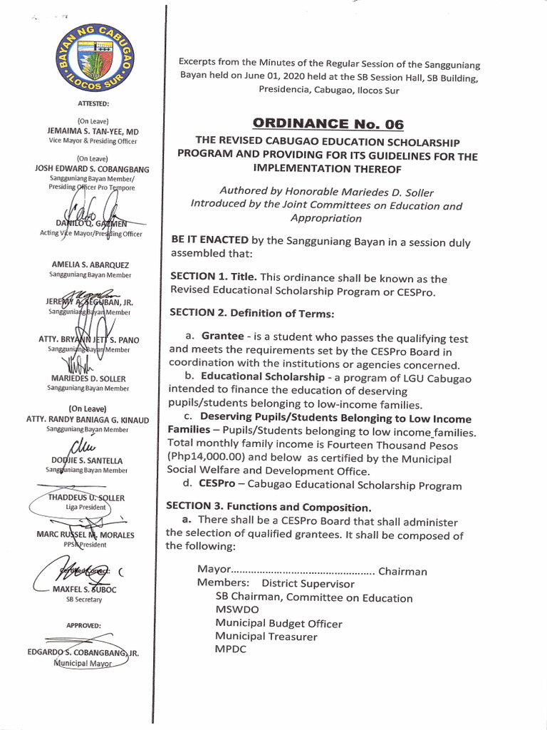 Education The Revised Education Scholarship Program and Providing For ...