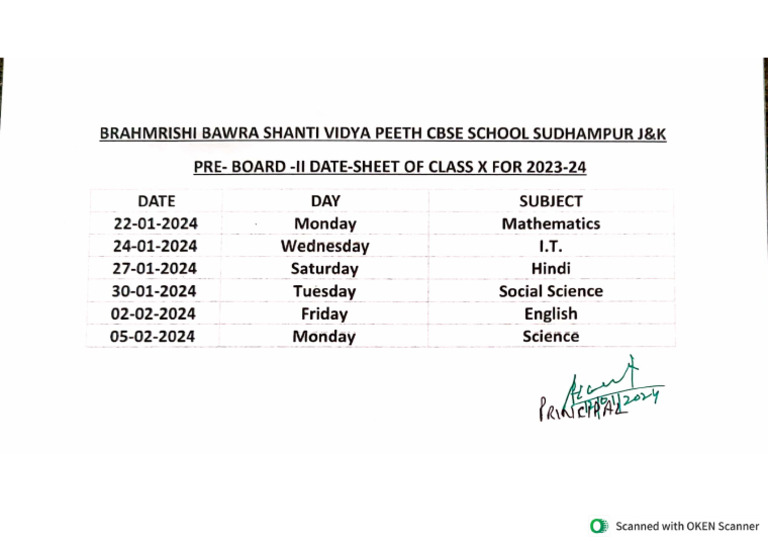Revised Date Sheet of Class X | PDF