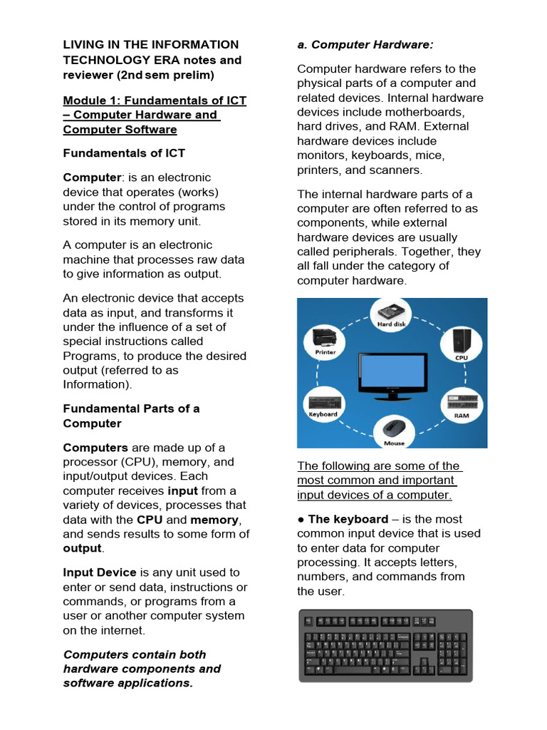 ICT Fundamentals: Computer Hardware & Software | PDF | Computer Data Storage | Embedded System