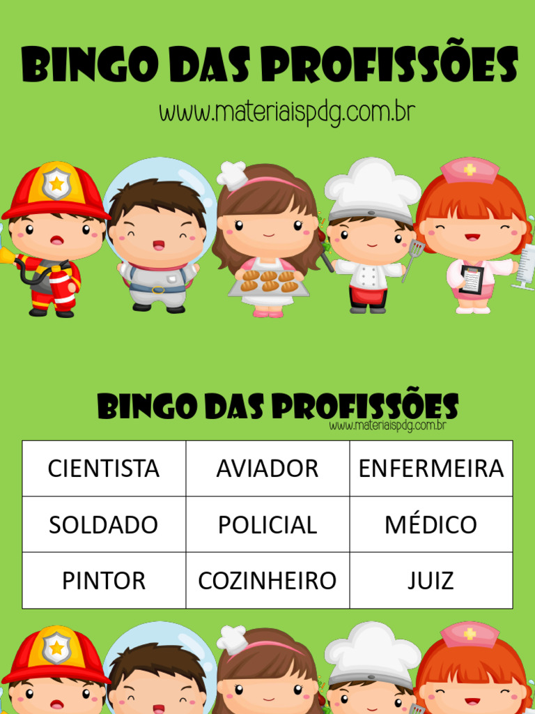 Cartelas - Bingo Das Profissões - Materiaispdg | PDF