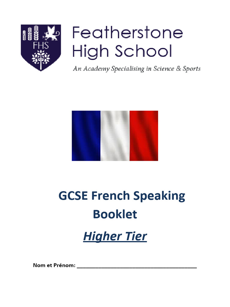 GCSE French Speaking Booklet Higher Final | PDF