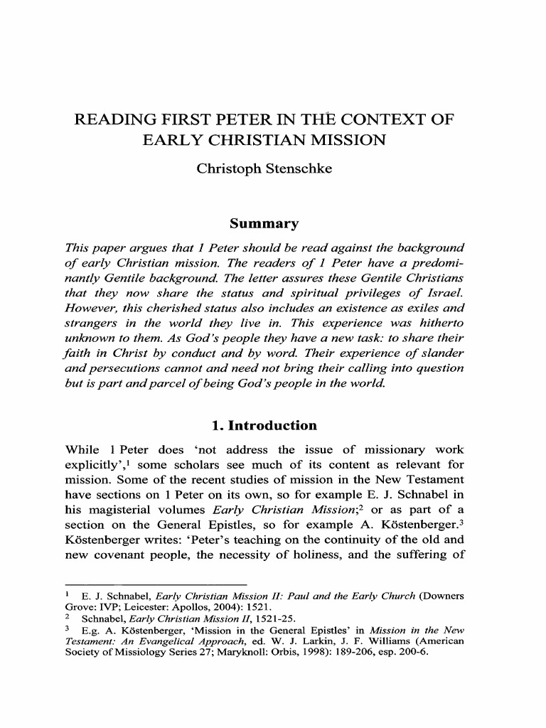 1 Peter and Early Christian Mission | PDF | Paul The Apostle | Saint Peter