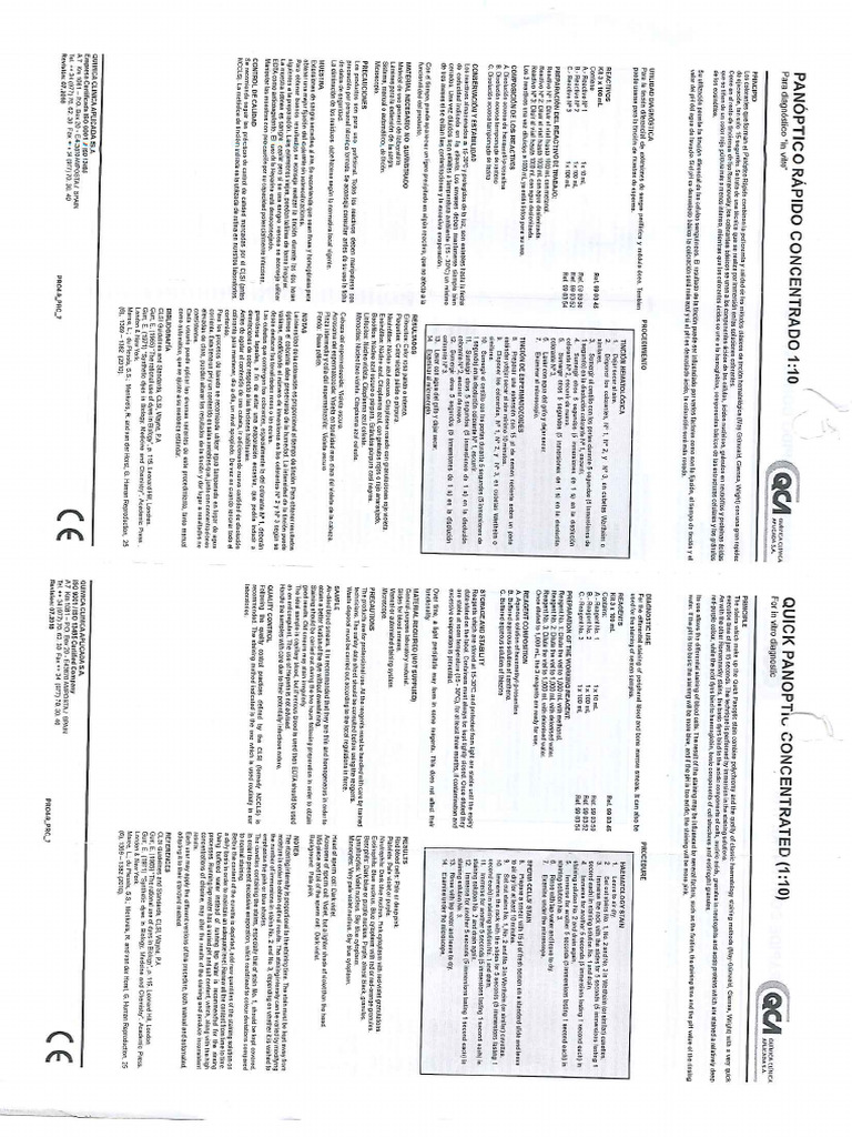 Panóptico Rápido (DIFF QUICK) Marca QCA | PDF