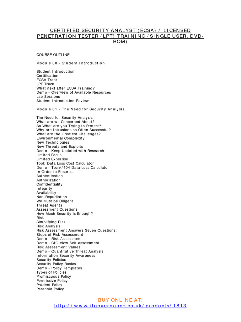 ECSA Course Outline | PDF | Transmission Control Protocol | I Pv6
