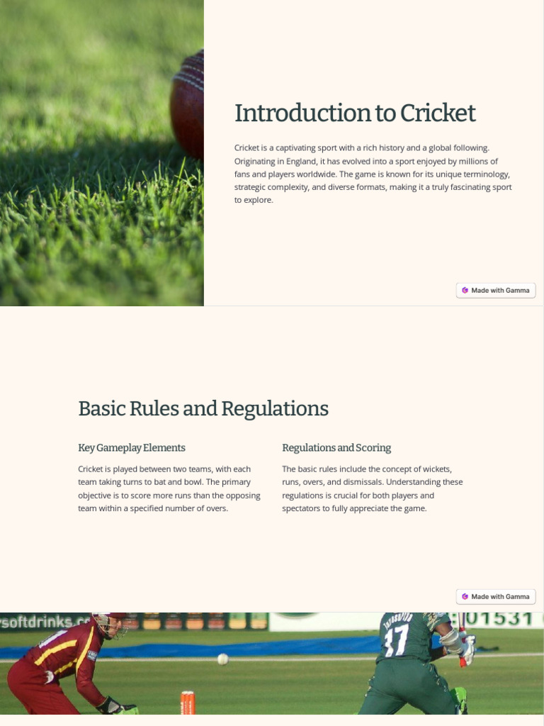 Introduction To Cricket | PDF | Cricket | Ball Games